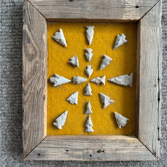 Wall Decor | Rustic Framed Arrowhead Collection On Yellow Background ...